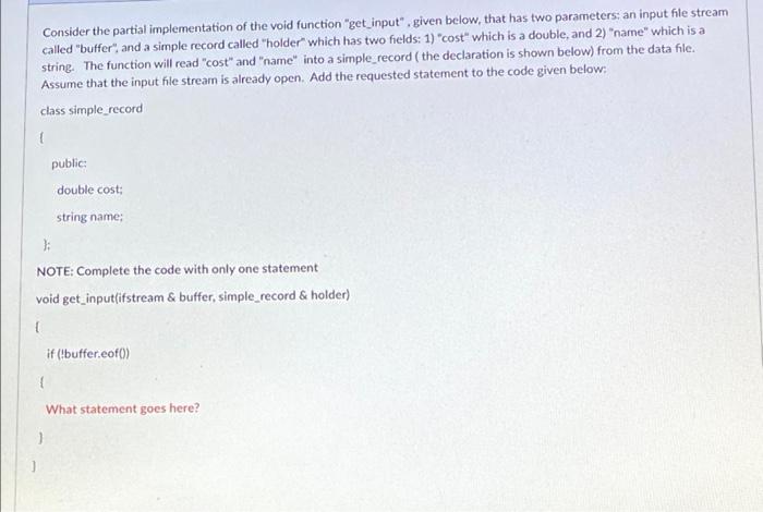 Solved Consider the partial implementation of the void | Chegg.com