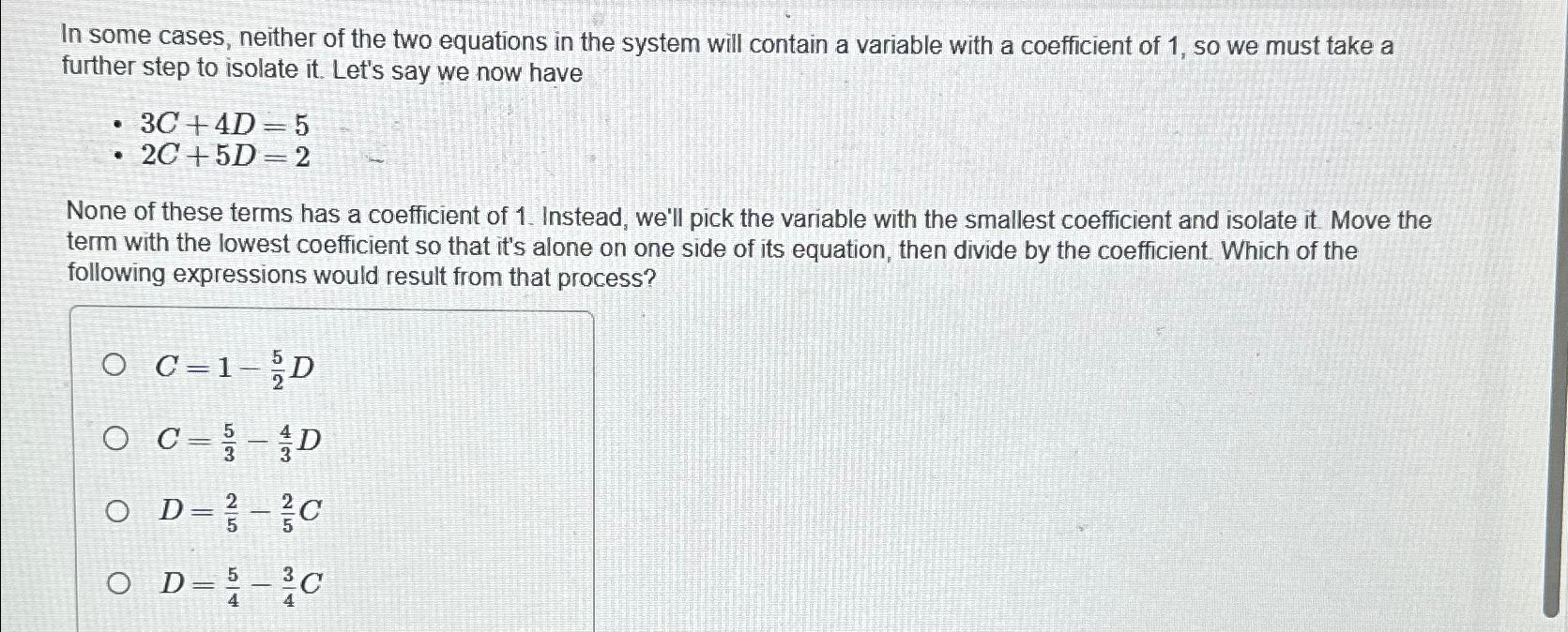 Solved In some cases, neither of the two equations in the | Chegg.com