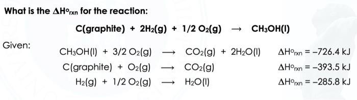 Solved What is the ΔH∘rxn for the reaction: C (graphite) | Chegg.com