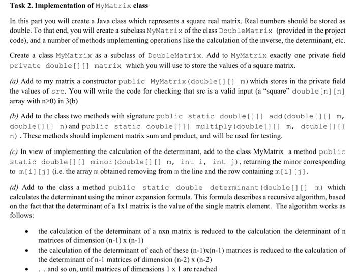 Solved In this part you will create a Java class which | Chegg.com