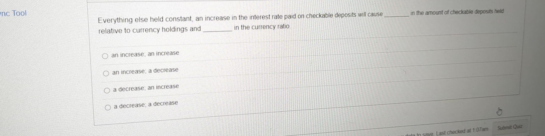Solved ToolEverything else held constant, an increase in the | Chegg.com