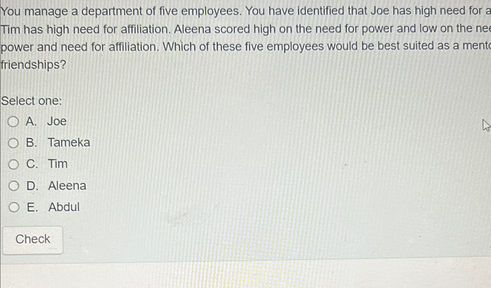 Solved You manage a department of five employees. You have | Chegg.com