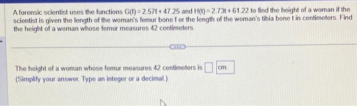 Solved A forensic scientist uses the functions | Chegg.com