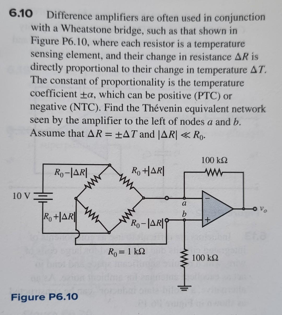 Solved 6.10 Difference amplifiers are often used in | Chegg.com