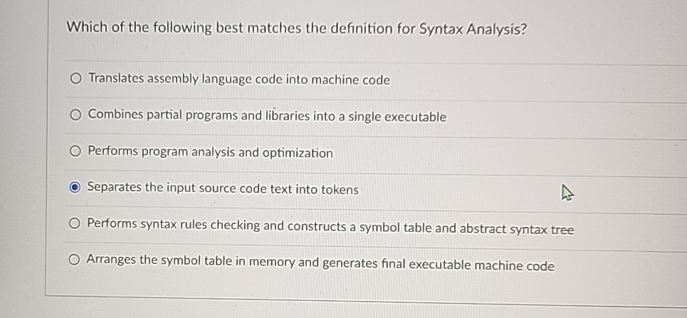 Solved Which of the following best matches the definition | Chegg.com