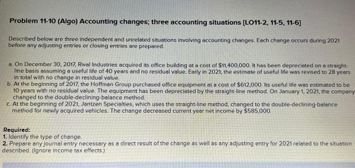 Solved Problem 11-10 (Algo) Accounting changes; three | Chegg.com