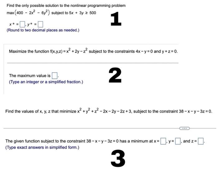 Solved Find the only possible solution to the nonlinear | Chegg.com