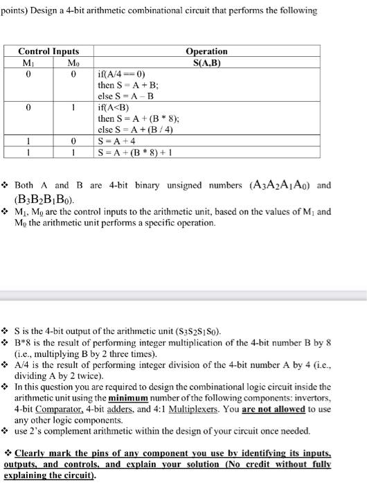 Solved Points Design A 4 Bit Arithmetic Combinational 8829