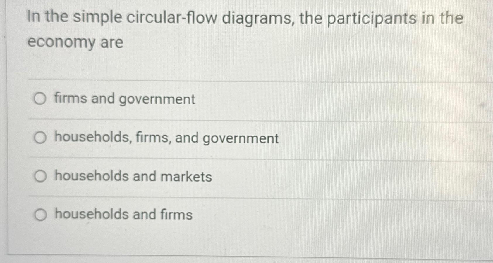Solved In the simple circular-flow diagrams, the | Chegg.com