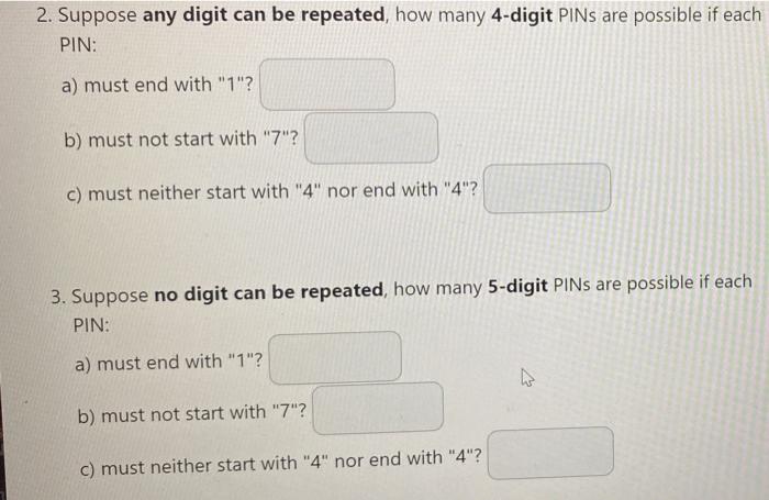 Solved A four or five-digit PIN is to be selected from the | Chegg.com