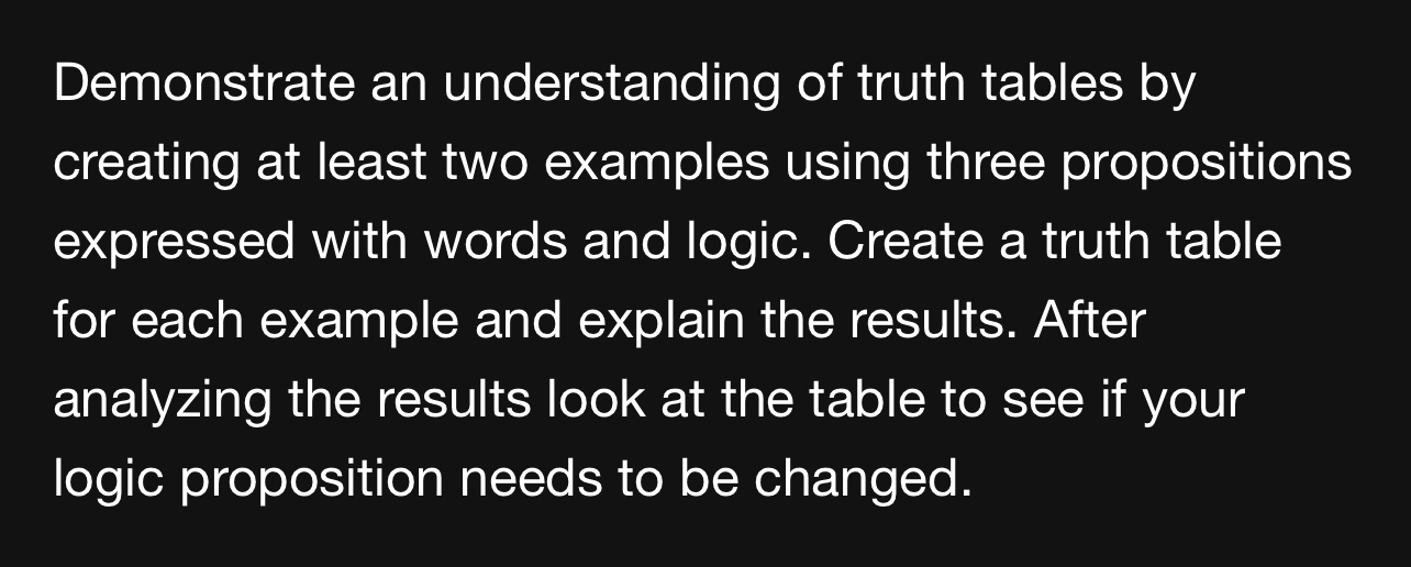 Solved Demonstrate an understanding of truth tables by | Chegg.com