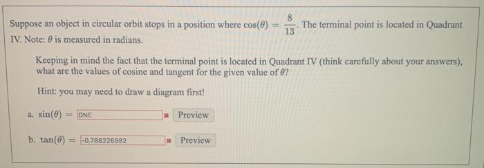 Solved Suppose An Object In Circular Orbit Stops In A