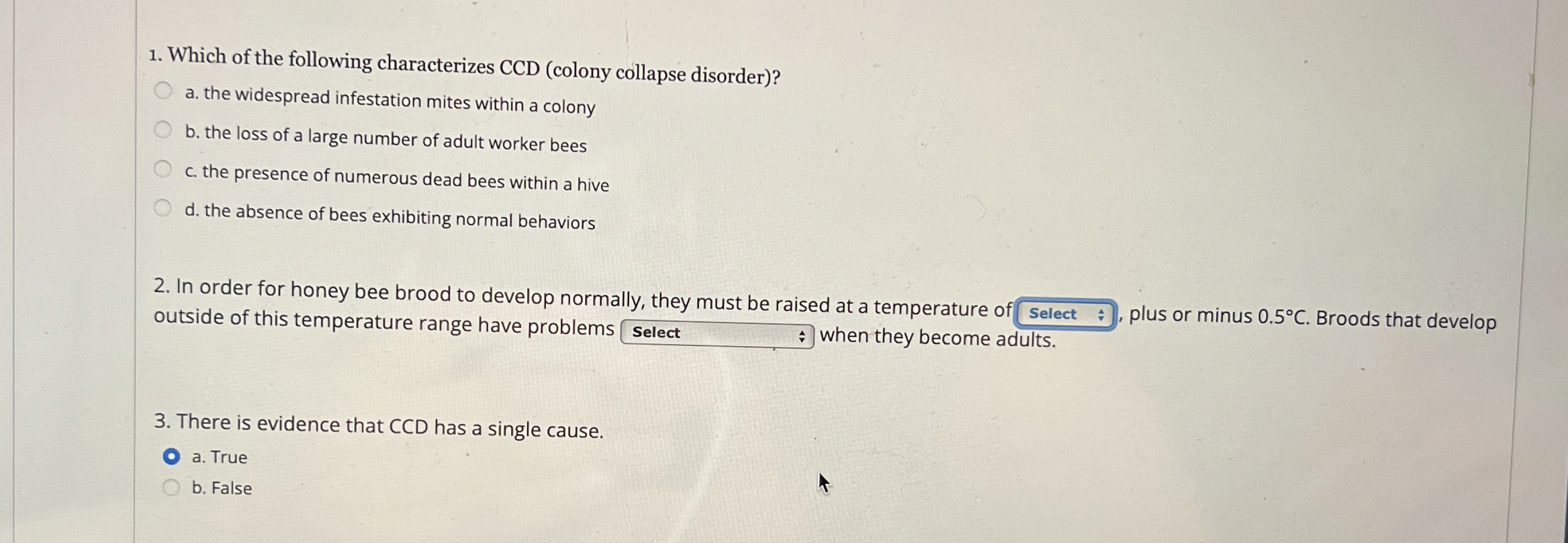 Solved Which of the following characterizes CCD (colony | Chegg.com
