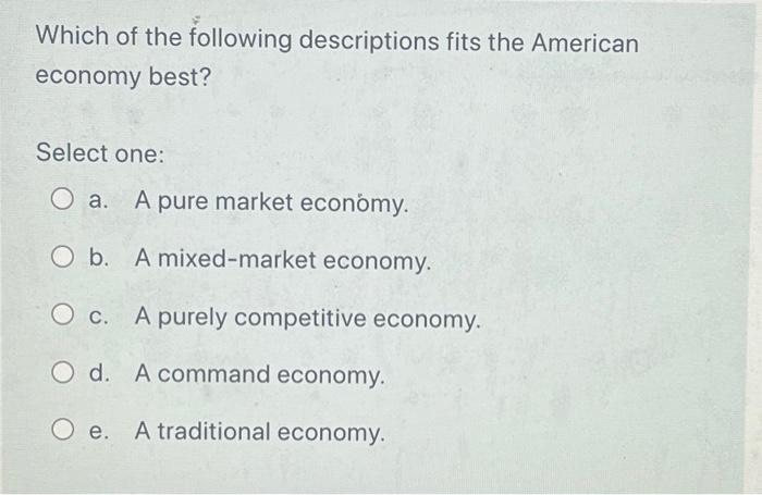 Solved Which of the following descriptions fits the American | Chegg.com