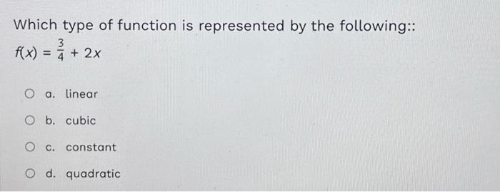 Solved Which type of function is represented by the | Chegg.com