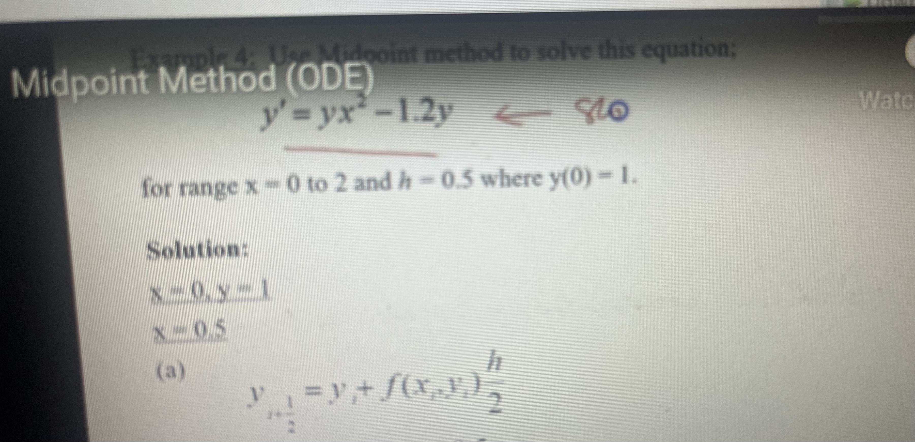 Solved Midpoint Method (ODEy'=yx2-1.2yfor range x=0 ﻿to 2 | Chegg.com