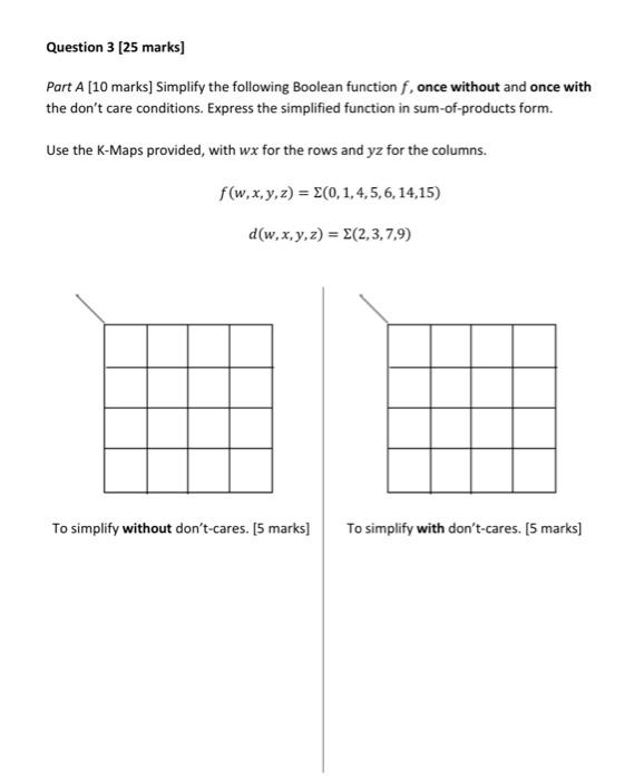 Solved Part A [10 marks] Simplify the following Boolean | Chegg.com