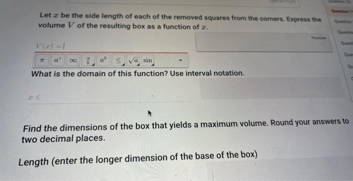 Solved an open top rectangular box is made from a piece of | Chegg.com