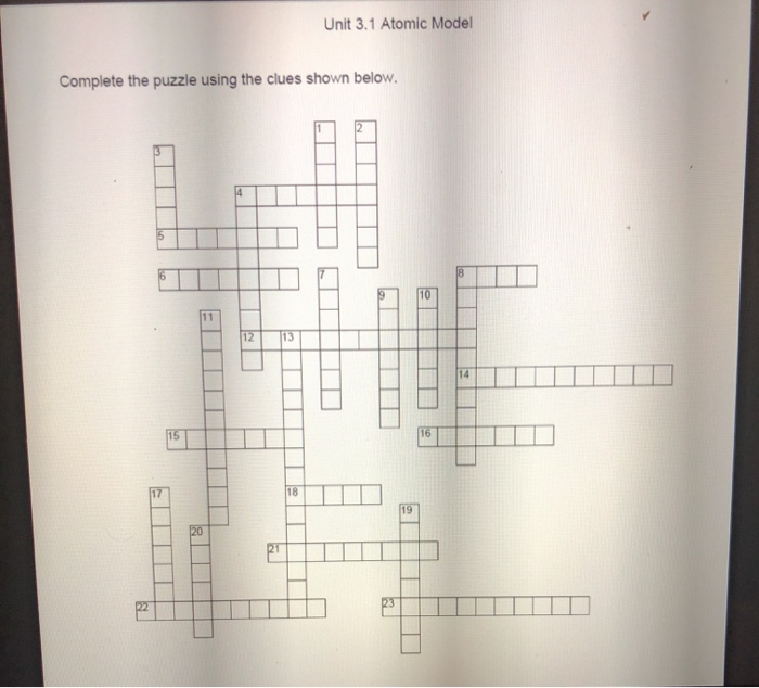 Solved Unit 3.1 Atomic Model Complete the puzzle using the | Chegg.com