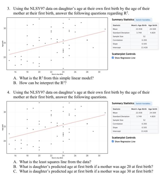 Solved 3. Using the NLSY97 data on daughter's age at their | Chegg.com