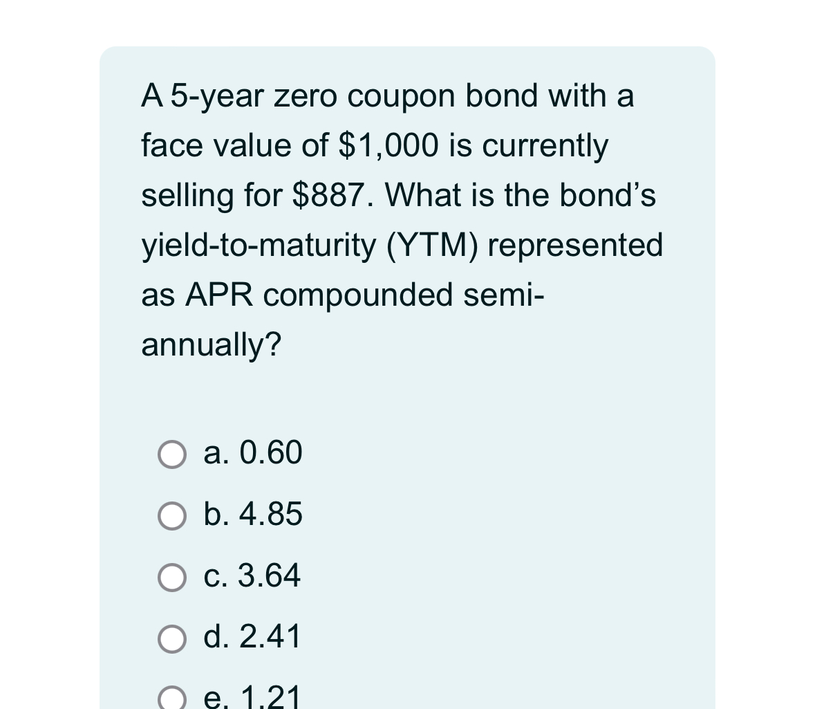 Solved A 5-year zero coupon bond with a face value of $1,000 | Chegg.com