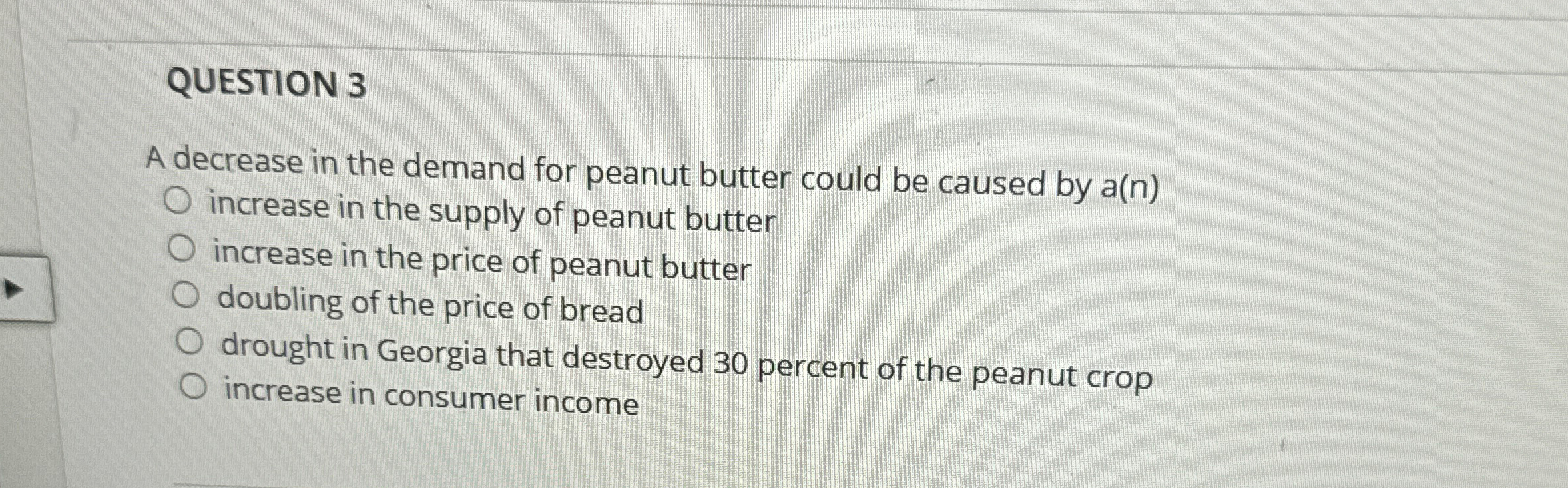 Solved QUESTION 3A decrease in the demand for peanut butter | Chegg.com
