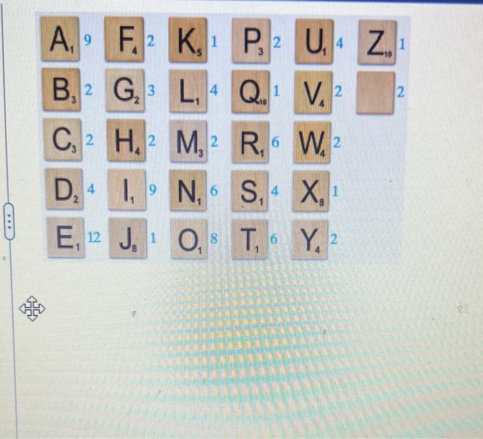 Solved A game of Scrabble has 100 tiles, as shown to the | Chegg.com