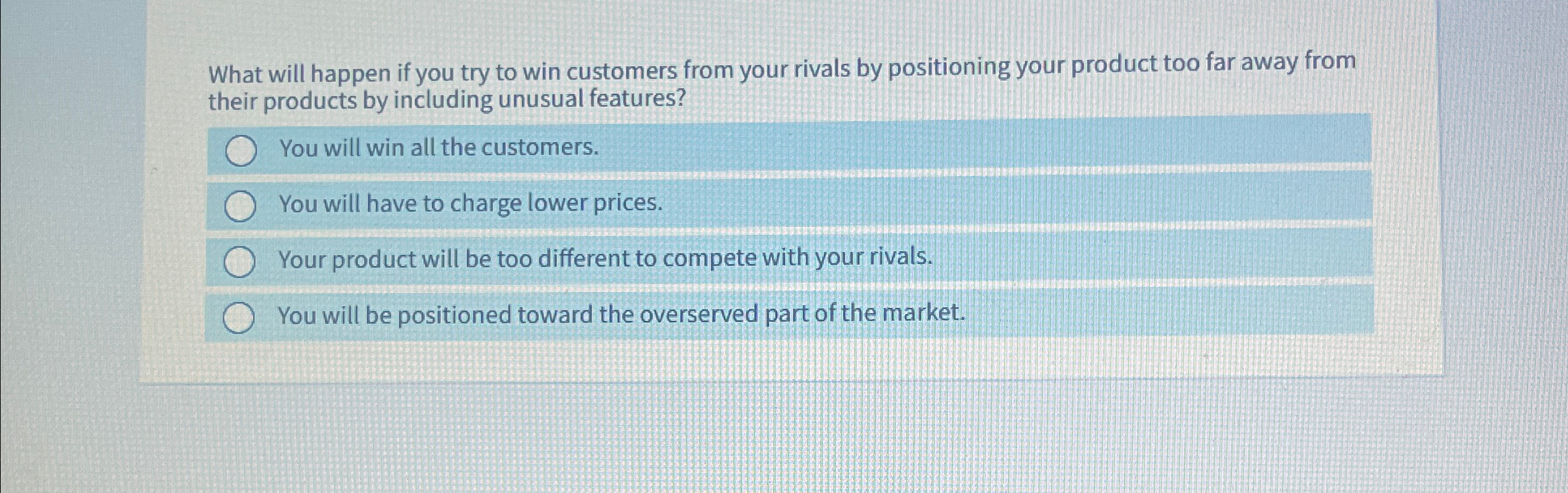 Solved What will happen if you try to win customers from | Chegg.com