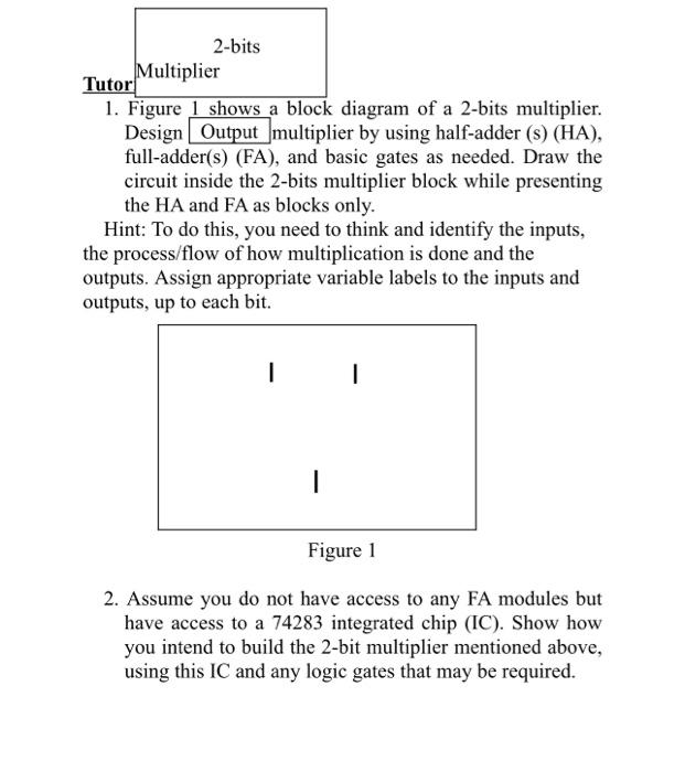 Solved 2-bits Multiplier Tutor 1. Figure 1 shows a block | Chegg.com