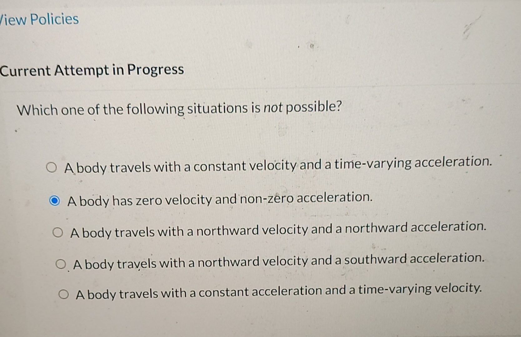 Solved iew PoliciesCurrent Attempt in ProgressWhich one of | Chegg.com