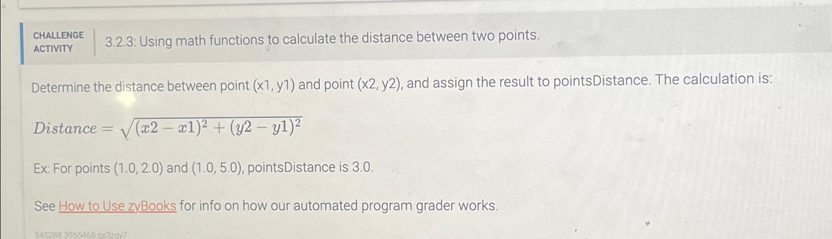 Solved CHALLENGEACTIVITY3.2.3: Using math functions to | Chegg.com