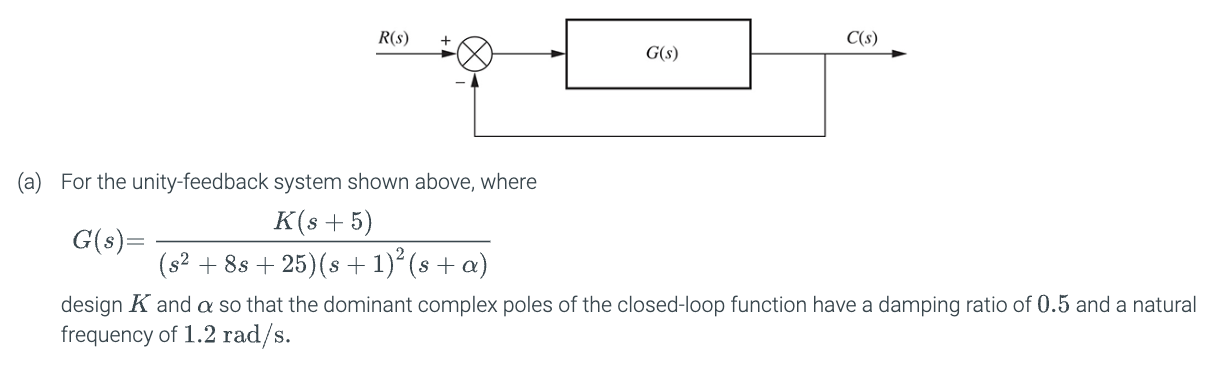 (a) ﻿For the unity-feedback system shown above, | Chegg.com