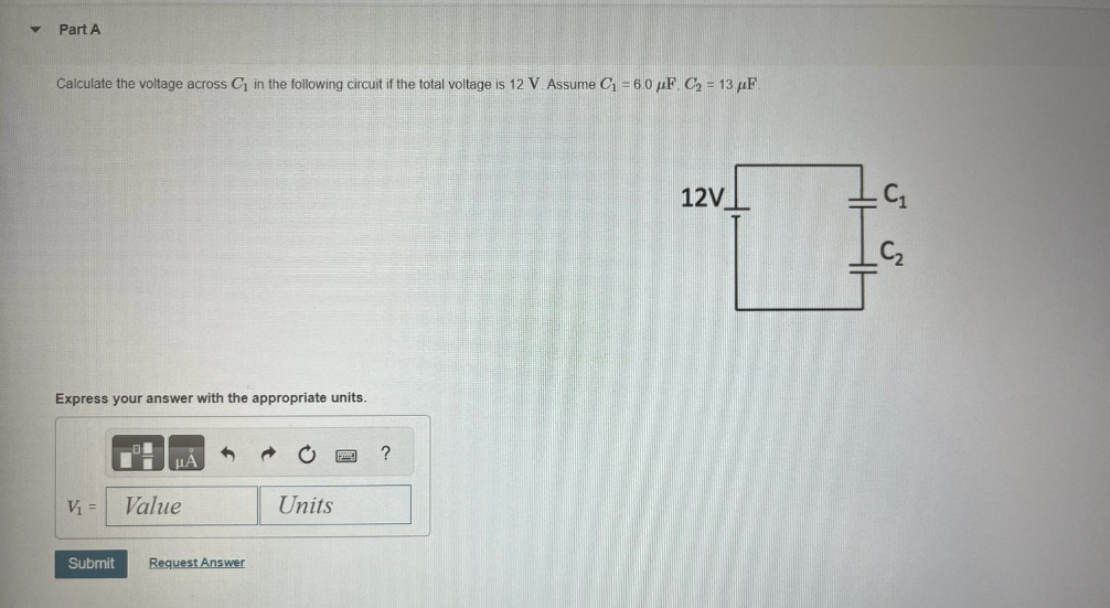 Solved Part ACalculate the voltage across C1 ﻿in the | Chegg.com