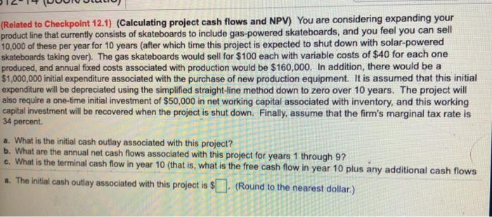 Solved (Related to Checkpoint 12.1) (Calculating project | Chegg.com