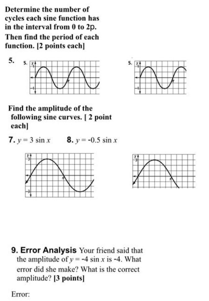 Solved Determine the number of cycles each sine function has | Chegg.com