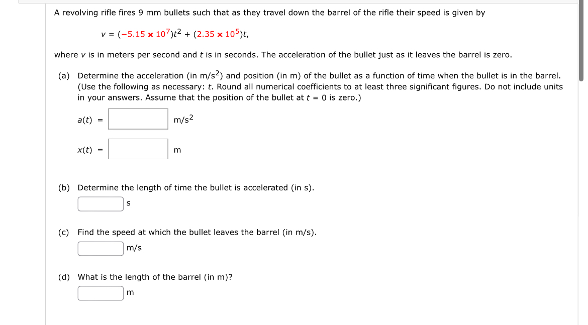 Solved A revolving rifle fires 9 ﻿mm bullets such that as | Chegg.com