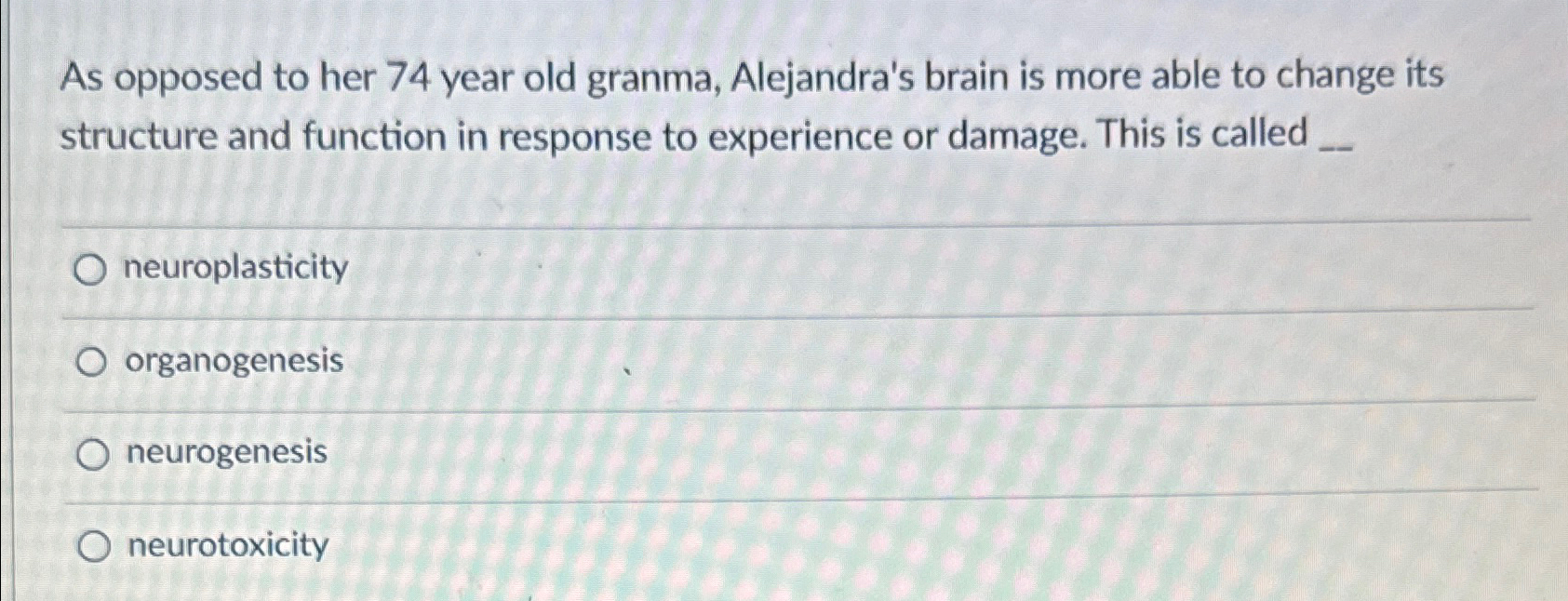 Solved As opposed to her 74 ﻿year old granma, Alejandra's | Chegg.com