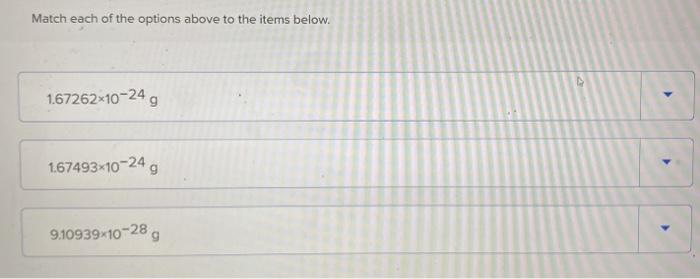 Solved Match the following subatomic particles with their | Chegg.com
