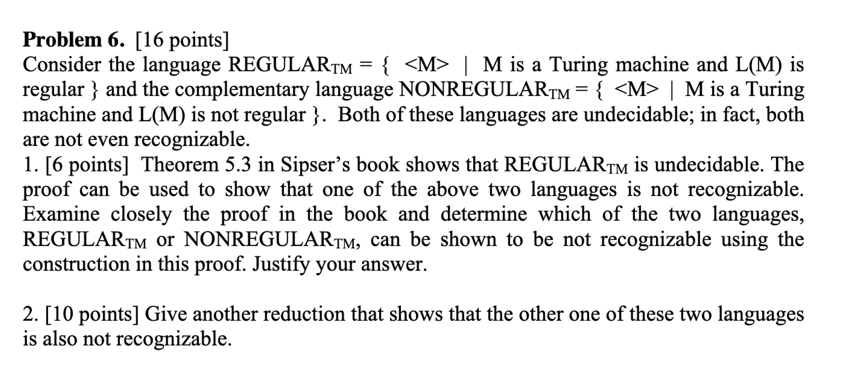 Solved Problem 6. [16 ﻿points]Consider the language REGULAR | Chegg.com