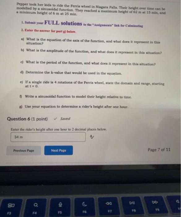Solved Pepper took her kids to ride the Ferris wheel in | Chegg.com