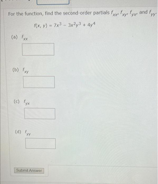 Solved , fu For the function, find the second-order partials | Chegg.com
