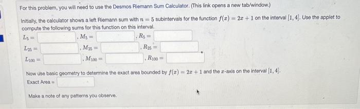 Solved For this problem, you will need to use the Desmos | Chegg.com
