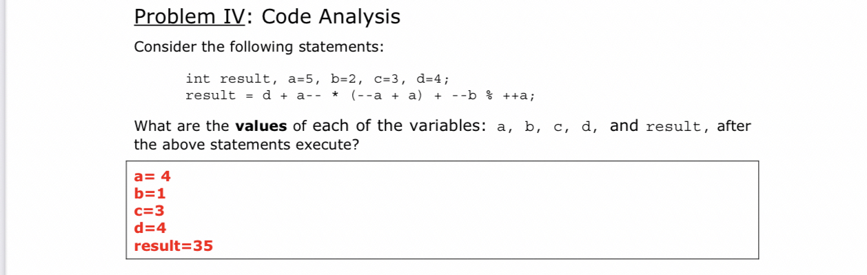 Solved Problem IV: Code AnalysisConsider the following | Chegg.com