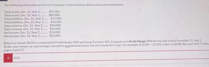 Solved The following information is from Lin Company's | Chegg.com