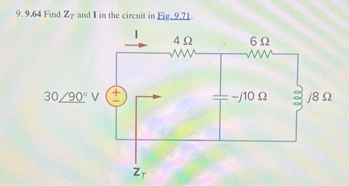 Solved 9. 9.64 Find ZT and I in the circuit in Eig 9.71. | Chegg.com