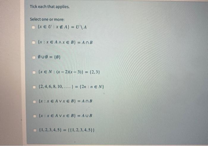 Solved Tick each that applies. Select one or more: XEU :* € | Chegg.com