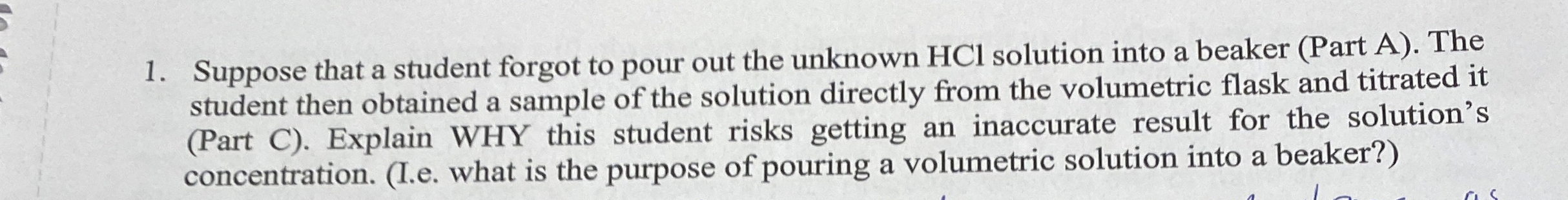 Solved Suppose that a student forgot to pour out the unknown | Chegg.com