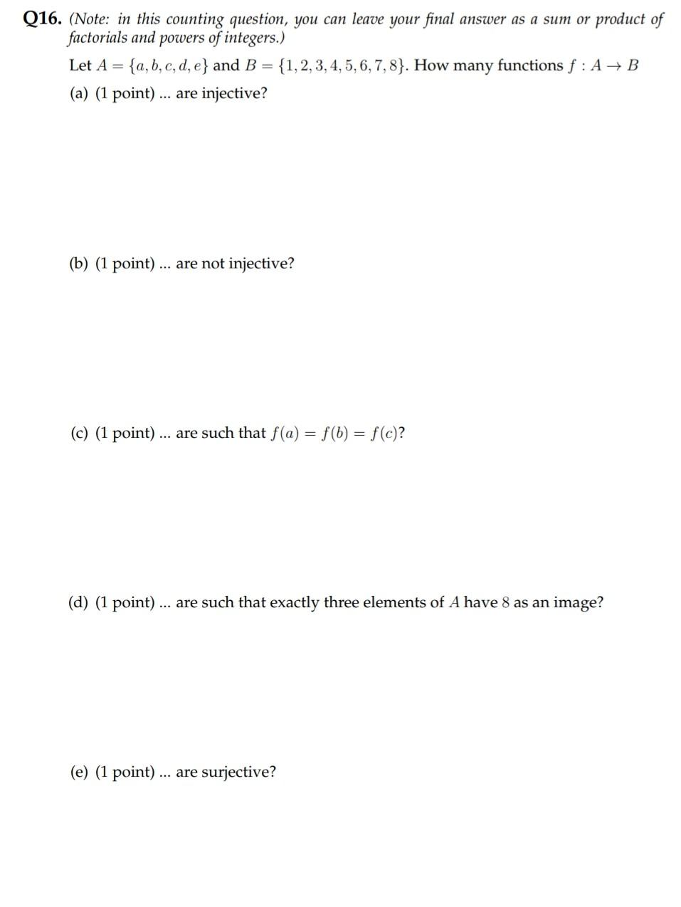 Solved Q16. (Note: in this counting question, you can leave | Chegg.com