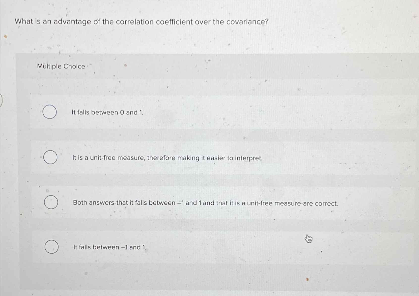Solved What is an advantage of the correlation coefficient | Chegg.com