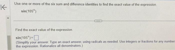 Solved Use one or more of the six sum and difference | Chegg.com